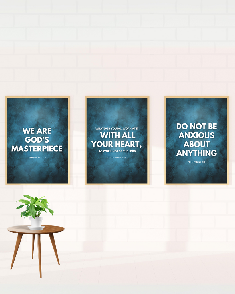 Inspirational 3-in-1 Wall Frame Set | Bible Verse Wall Decor for Home ...